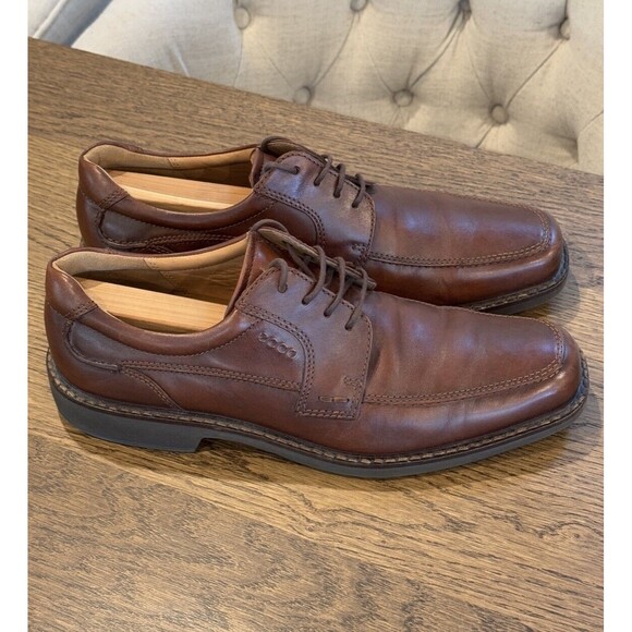 Ecco | Shoes | Ecco Seattle Oxford Brown Leather Square Moc Toe Lace Up ...
